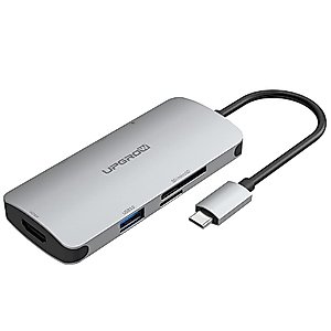 UPGROW USB C Hub 7-1 Multiport Adapter Portable with 4K HDMI, 3 USB 3.0 Ports, 100W PD Charger, TF/SD Card Reader, Type C Dock Compatible with MacBook Pro/Air, and More C Port Laptops