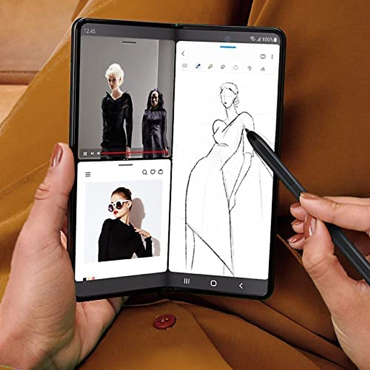 Galaxy Z Fold 4 S Pen Fold Edition,S Pen Z Fold 4,Slim 1.5mm Pen Tip,4,096 Pressure Levels,Z Fold 3 Stylus Pen for Samsung Galaxy Z Fold 4 5G+Tips/Nibs + Eject Pin (Black) EF- FF92PCBEGUS