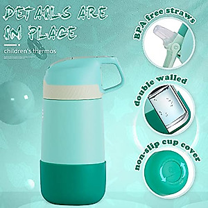 Fjbottle Kids Water Bottle, Vacuum Insulated 18/10 Stainless Steel Water Bottle with Straw,Keep Hot/Cold Leak Proof-BPA Free, 12 oz,Suitable Girls Boys for school family leisure outdoor
