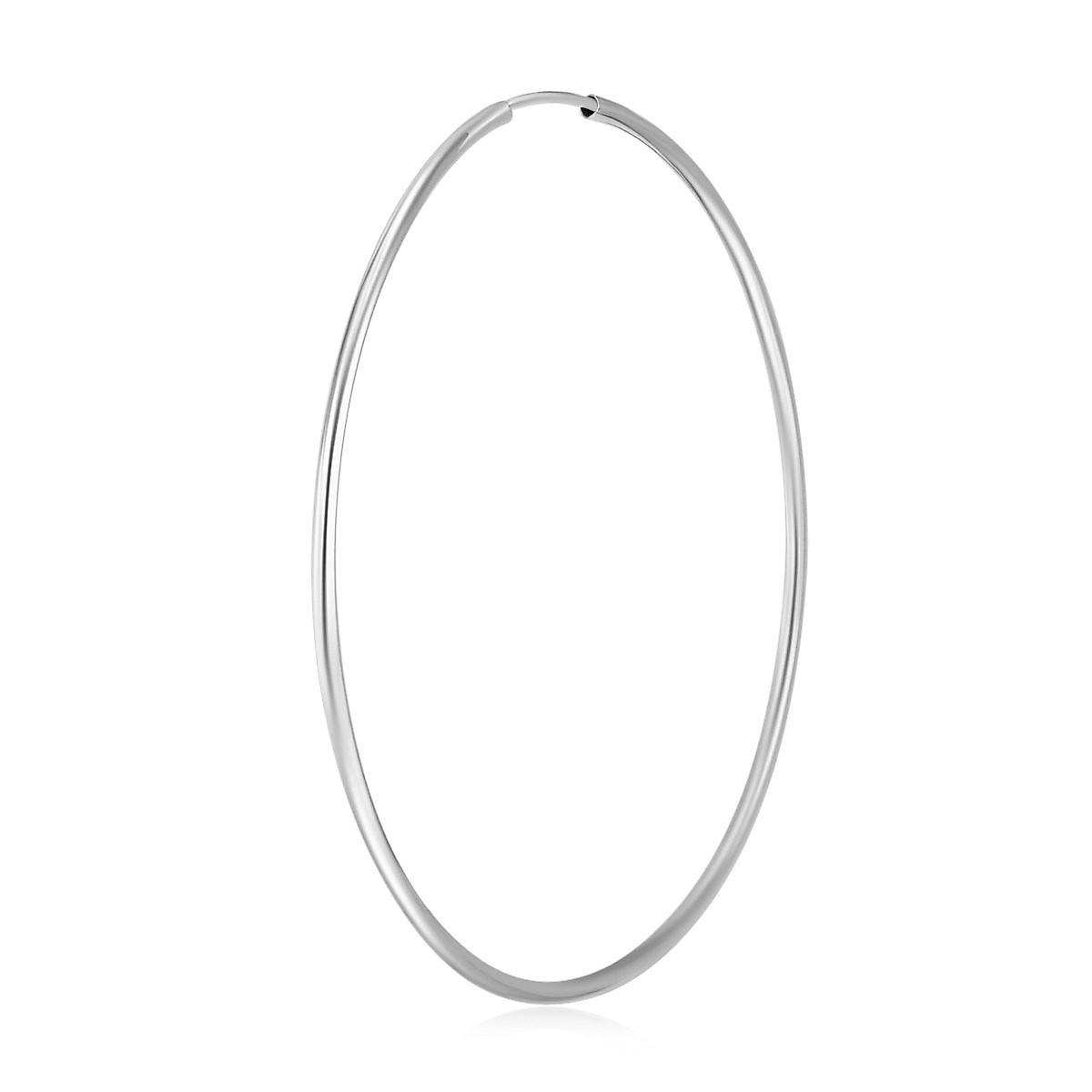 14k REAL White Gold 1.5mm Thickness Endless Hoop Earrings (55 x 55 mm)