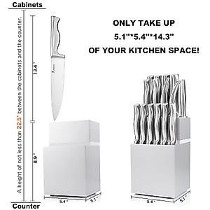 Kangdelun 15 PCS Knife Block Set, Ultra Sharp High Carbon Stainless Steel, Ergonomic Non-Slip Handle