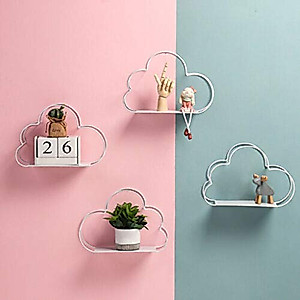 Shmei Cloud Shape Wrought Iron Wall Shelf,Wall-Mounted Display Storage Shelf Home Organizer Holder Rack Home Decor (Gold)