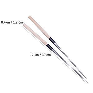 Angoily 2pcs Sashimi Chopsticks Long Chopsticks Metal Noodles Chopstick Cooking Frying Chopsticks Moribashi Chopsticks Korean Chopstick Wooden Handle Stainless Steel Travel Non-slip