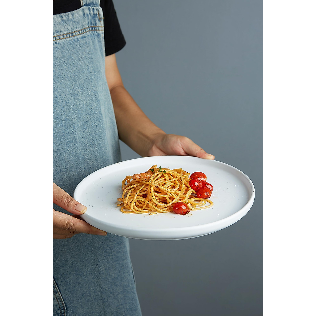 Famiware Dawn Plates and Bowls Sets, 12 Pieces Stoneware Dinnerware Sets, Dishes Set for 4, Microwave and Dishwasher Safe, White Matte