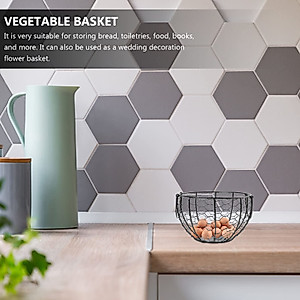 Yardwe Wire Egg Basket with Handles Metal Egg Storage Basket Chicken Eggs Holder Organizer Food Storage Container Case for Kitchen