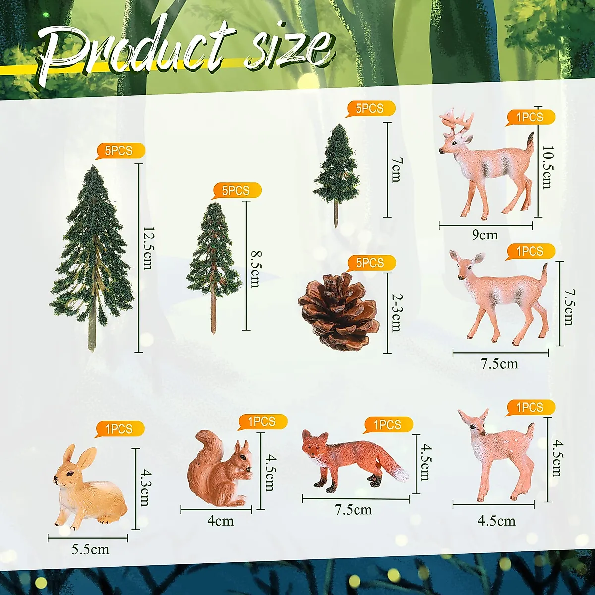 Sratte 26 Pcs Forest Animal Figures Diorama Kit, Woodland Creatures Toys Hunting Toys Model Diorama Supplies for Back to School Gift Educational Learning Birthday Gift