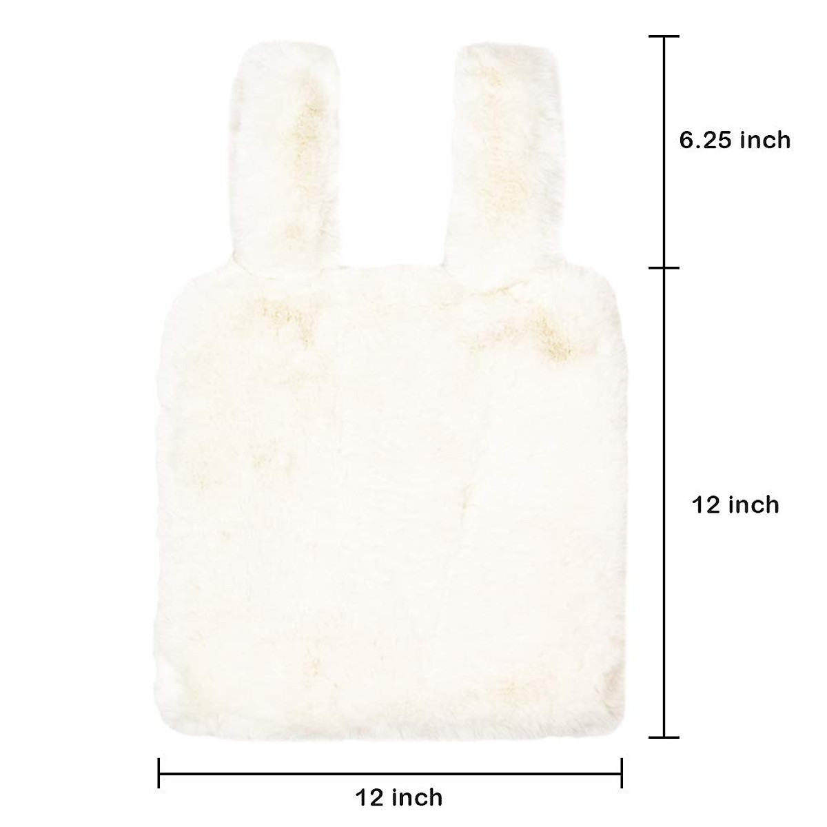 Me Plus Soft Faux Fur Pull Through Strap Slouchy Wrist Fashion Tote Bag (Ivory)