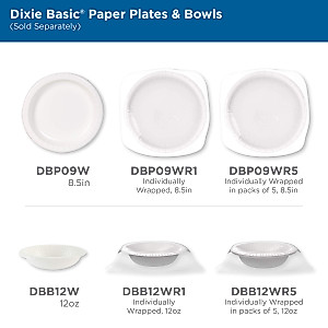 Georgia-Pacific Dixie Basic® 8.5” Wrapped Light-Weight Paper Plates by PRO , White, Individually Wrapped, DBP09WR1, 500 Plates Per Case