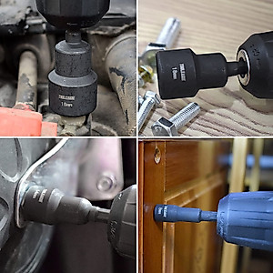 TOOLEAGUE Magnetic Nut Driver Set for Impact Drill Cr-V Steel 1/4" Quick-Change Hex Shank 17 Piece Metric/SAE Screwdriver with Storage Bag