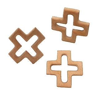Arakierst 10pcs Organic Wood Cross Pure Natural Animal Shape Beech Wooden Handmade Grasping Pattern DIY Pacifier Chain Pendant