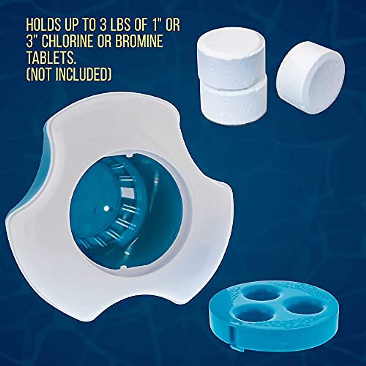 U.S. Pool Supply Large Pool Floating Chlorine Chemical Dispenser with 120° F Thermometer, 7" Diameter - Holds 3" Tablets - Adjustable Chemical Delivery Pool Maintenance Floater - Spa, Hot Tub