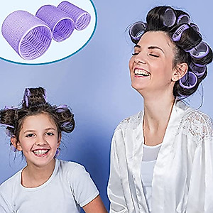 KHTD Hair Rollers Curlers for Long Hair,Large Self-Grip Hair Rollers Set including 27 Curlers, 12 Duckbill Clips, with Comb, Hairdressing Curling Tools(9 Jumbo+9 Large+9 Medium)