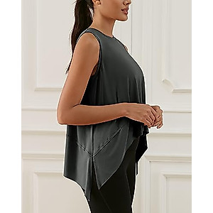 ODODOS Women's Modal Soft Sleeveless Crop Top Athletic Gym Workout Tee Cropped Yoga Tank, Black, Small