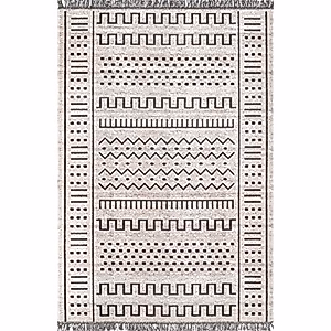 nuLOOM Cora Tribal Indoor/Outdoor Area Rug, 3' x 5', Light Grey