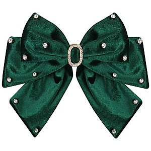 Spenlly Women Girls 8 Inch Large Velvet Hair Bows Clip Rhinestone Big Hair Bow Alligator Clip Hair Barrettes Hair Accessories (Navy)