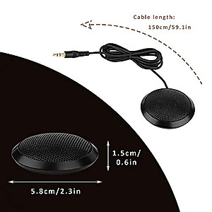 Dreokee Conference Microphone 3.5mm Desktop Computer Mic for Computer Desktop and Laptop 360° Omnidirectional Condenser Mic for Online Meeting/Class, Skype, Recording, Chatting, Gaming