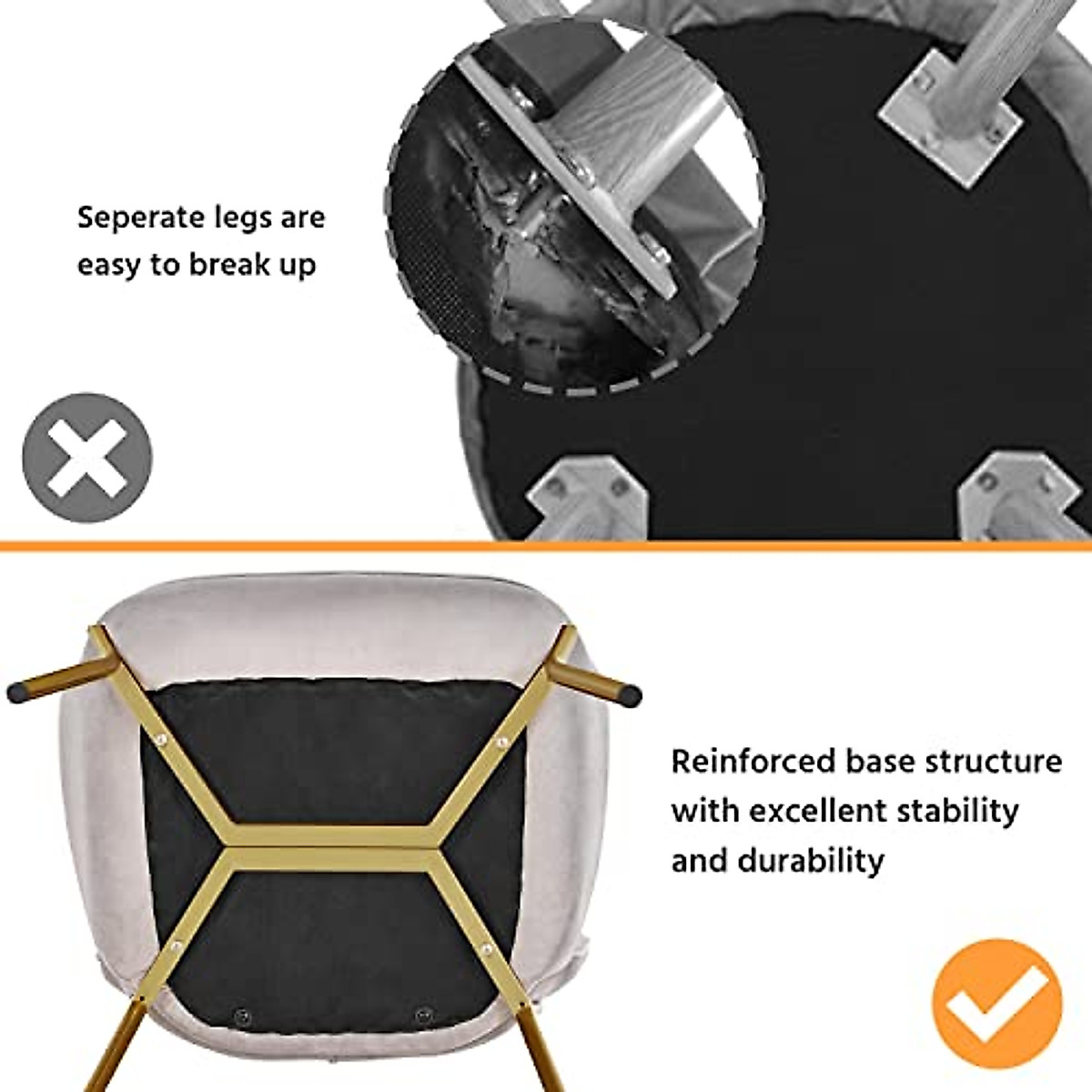 Yaheetech Accent Chairs Set of 2, Armchairs with Gold Metal Legs, Modern Living Room Chairs for Home Office/Bedroom, Light Gray, 2pcs