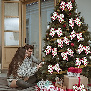 24 Pcs Red Green Christmas Bows Decorations, 6 Inch Polka Dot Christmas Tree Bows Xmas Bows Ornaments for Home Wreaths Garland Wedding Gift Party Indoor Outdoor