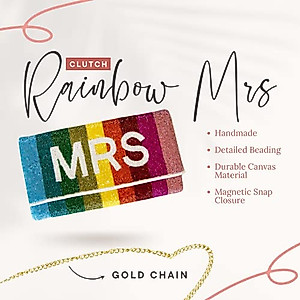 MRS Clutch for Wedding, Mrs Bride Clutch, Beaded Mrs Purse for Bachelorette, Rainbow Mrs Bag, Bridal Shower & Engagement Gifts for Future Mrs