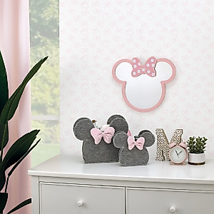 Disney Minnie Mouse Shaped Grey and Pink 2 Piece Felt Nursery Storage Caddy - 1 Large, 1 Small