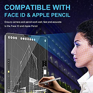 BASE MALL [2+2 Pack] iPad Pro 11-inch Tempered Glass Screen Protector + iPad Pro 4th/3rd/2nd Generation Camera Lens Protector, Apple Pencil/Face ID Compatible/Easy Installation/HD Clear