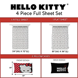 Franco Hello Kitty Bedding Super Soft Microfiber 4 Piece Full Sheet Set, (Official Licensed Product)