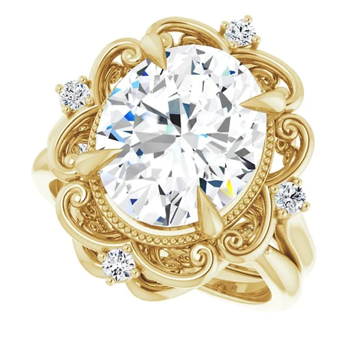 Solitaire Moissanite Engagement Ring Set, 4.25 CT Oval Cut Moissanite Diamond Bridal Wedding Ring Set for Women, Birthday Gifts for Love, VVS1 Colorless, 10K 14K 18K Solid Gold, 925 Silver