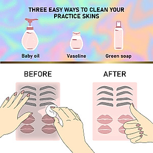 BRAWNA 6 Pack PMU Practice Skin for Microblading and Microshading Eyebrows - Inkless - Double-Sided - PMU Supplies