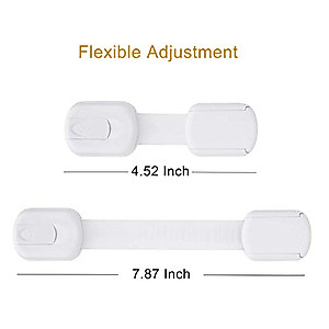 12 Pack Baby Proofing Cabinet Strap Locks - Vkania Kids Proof Kit - Child Safety Drawer Cupboard Oven Refrigerator Adhesive Locks - Adjustable Toilets Seat Fridge Latches - No Drilling