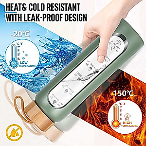 Aqulea 32 Oz Borosilicate Glass Water Bottle with Times to Drink | BPA Free - Reusable Wide Mouth Motivational Water Bottles with Infuser & Silicone Sleeve with Time Marker