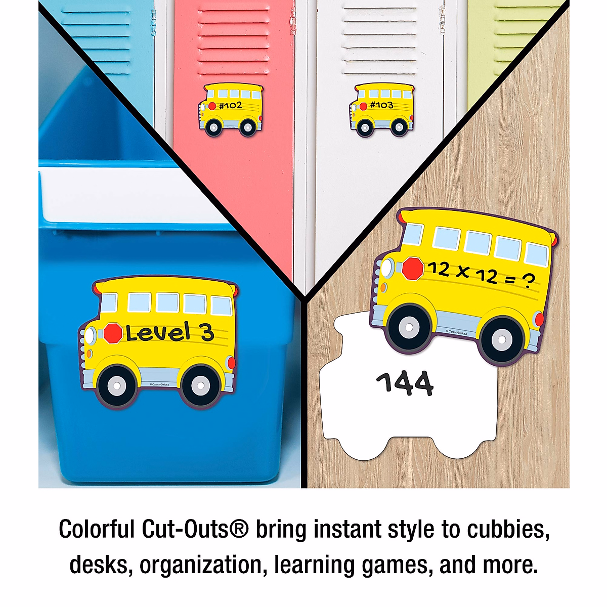 Carson Dellosa School Bus Cutouts, 36 Bus Cutouts for Bulletin Board, Preschool & Kindergarten Classroom Décor, Classroom Cut-Outs for Back to School, Cutouts for Classroom Bulletin Board Decorations