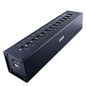 Dyconn PowerHub SuperSpeed 15 Port (13 Data/Charging + 2 Charging Only Ports) Industrial Grade USB 3.0 Hub with Mounting Brackets (HUBC13B)