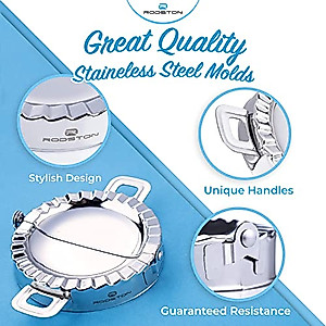 Dumpling Maker Press Set of 3 Molds – BONUS Pastry Mat, Empanada Press for Cooking Pierogi Ravioli Turnover Wrappers, Stainless Steel Dumpling Mould - Pack of 3 Sizes with Silicone Dough Mat