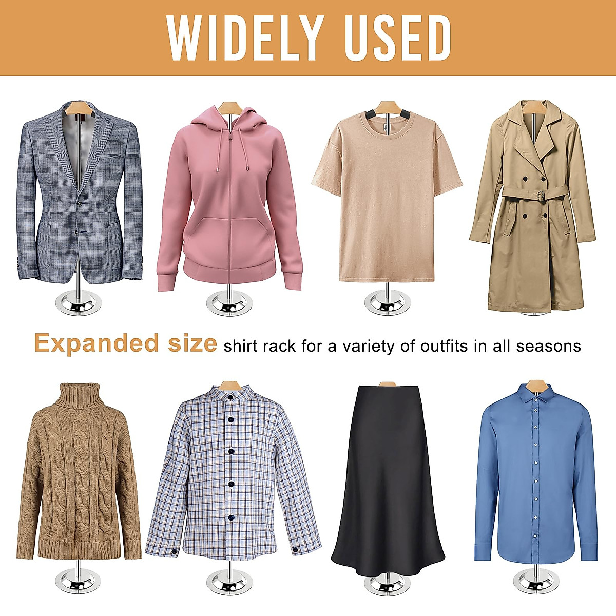 Fumingpal 20-35 Inch Height Adjustable Shirt Display Stand, T Shirt Display Stand for Vendors, Shirt Rack for Clothing Dress Garment Coat Retail (Black, 1 Pcs)