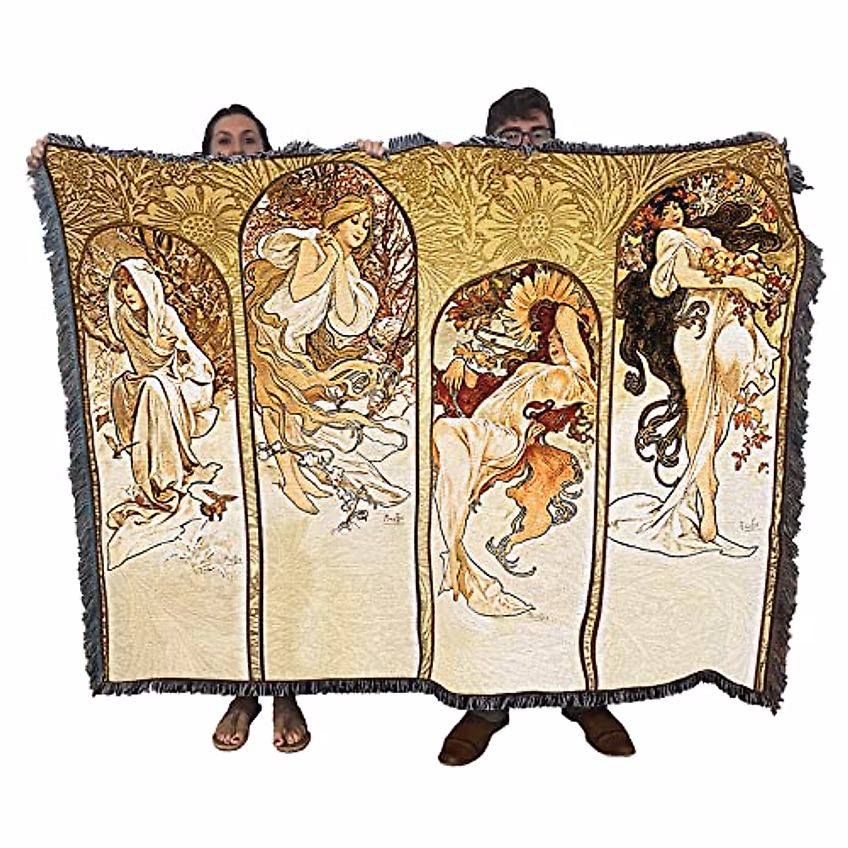 Pure Country Weavers The Seasons Vintage Fine Art Poster Blanket by Alphonse Marie Mucha - Gift Tapestry Throw Woven from Cotton - Made in The USA (72x54)