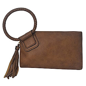 NGIL Mini Clutch Wristlet Bag Evening Bags Purse Wallet For Women(PU Mini Wristlet Bag-Brown)