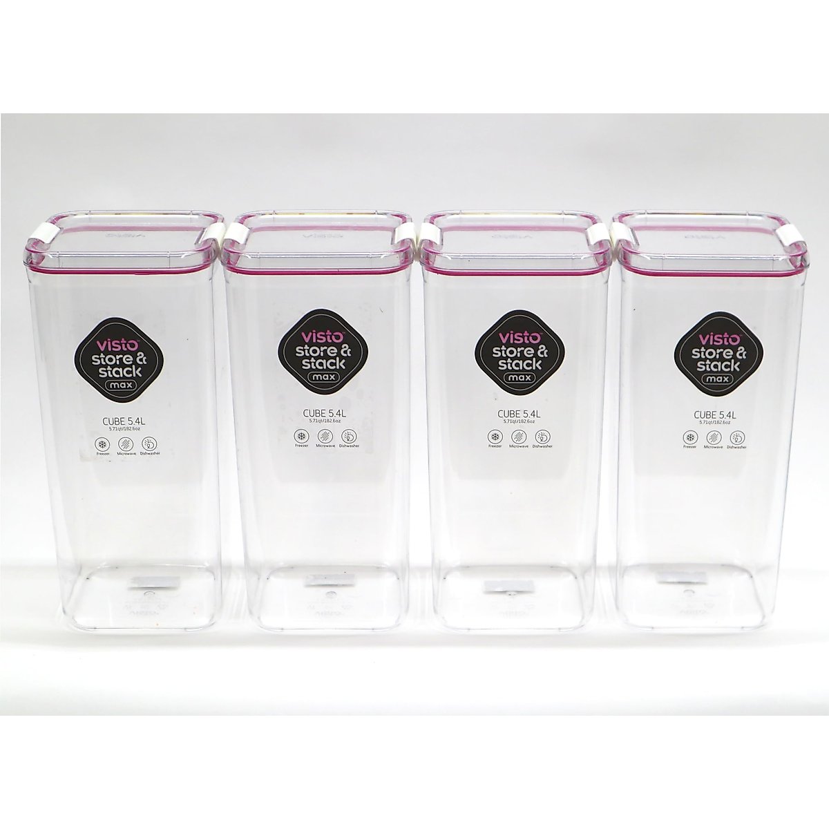 WC Redmon Visto MAX Cube QT Set of 4 Storage Bins, 5.71 Quart, Clear