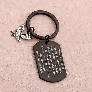 FUSTMW Eagle Gift for Scouts Keychain Scouts Leader Gift Court of Honor Gift(Black)