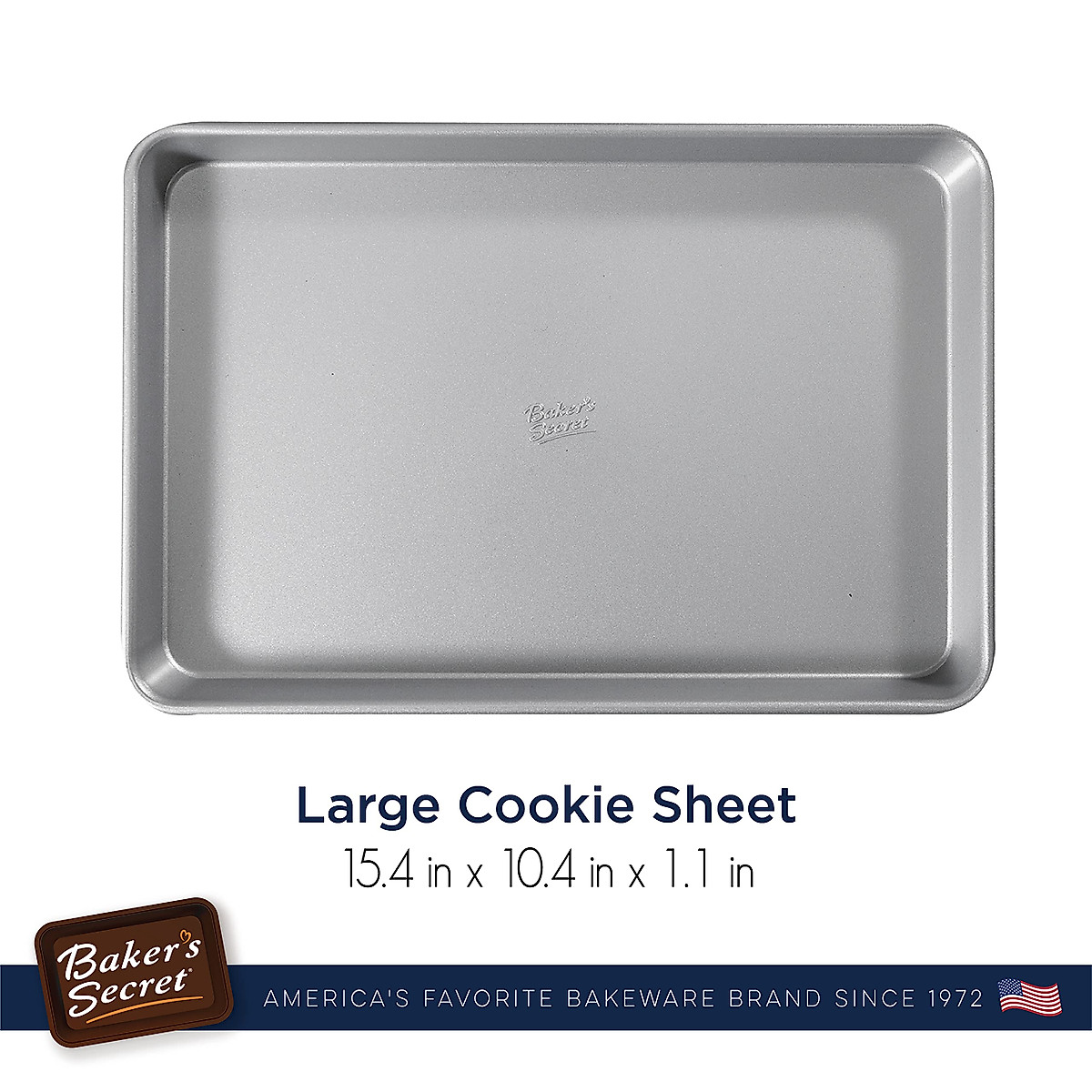 Baker's Secret Nonstick Cookie Sheet 15" x 9.5", Aluminized Steel Medium Size Cookie Tray Jelly Roll with 2 Layers Food-Grade Coating, Non-stick Cookie Sheet, Baking Accessories - Superb Collection