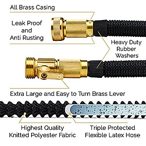 Morvat Expandable Garden Hose Water Pipe Garden Hose Sprayer Flex Hose-Lightweight No-Kink Flexible Collapsible Hose Premium Fabric 5500D 3/4" Solid Brass Fittings Built-in Quick Shut-Off Valve 150 FT