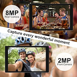 TJD Android Tablet 10 inch, 128GB ROM Tablet PC, Quad-Core Processor, 6000mAh Battery Dual Camera Stereo Speakers, WiFi, Bluetooth, Gaming Reading Google Touchscreen Tablets (Blue)