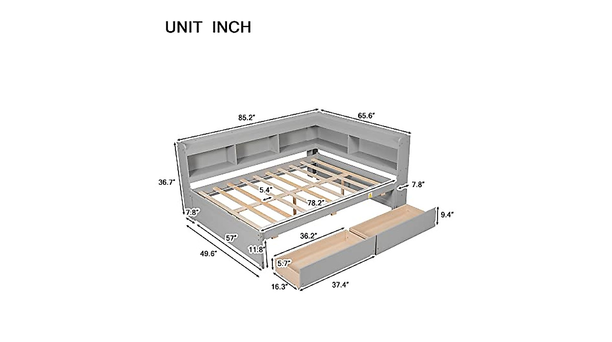 JIVOIT Full Size Captain Platform Bed with Storage