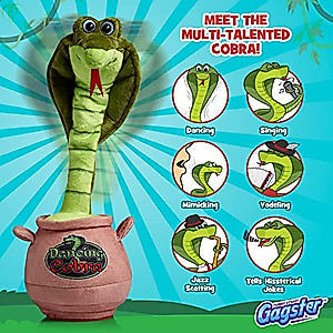Gagster Dancing Cobra Snake - Sings, Repeats What You Say & Tells Jokes. Talking, Yodeling, Dancing, Mimicking - This Hysterically Funny Plush Novelty Mimic Toy is a Great Gag Gift for Adults & Kids
