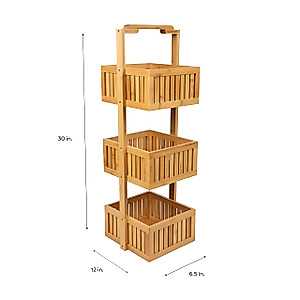 Organize It All Basket Bamboo Bathroom Storage, Brown