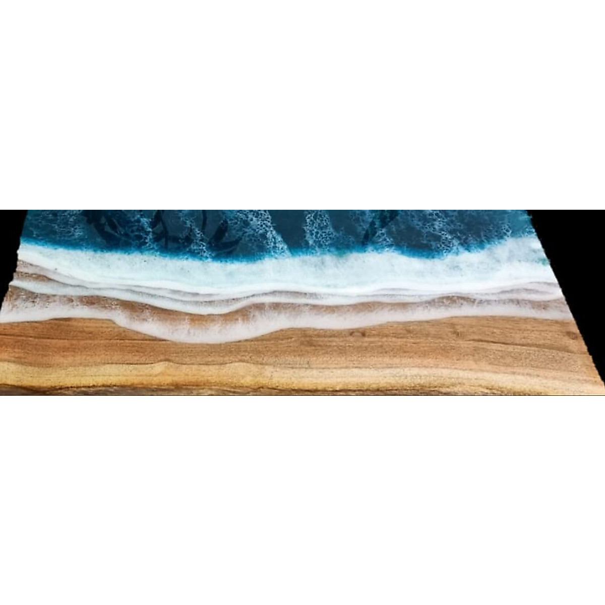 Epoxy Table, Beach View Wooden Epoxy Table, 72" x 36" Inch Natural Effect of Returning Water on Beach Dining Table, Natural Wood Epoxy Eating Table, Resin Table, Piece of Conversation