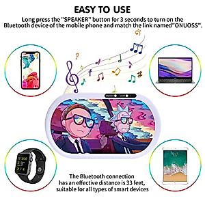 Bluetooth Speaker LED Rolling Tray - Light Up Glow Tray with 7 Colors Party Mode Rechargeable, Smooth Rounded Edges, USB Fast Charging, Unique Art Style Patterns Design, Fun Guys, 13.8”x7.9”.