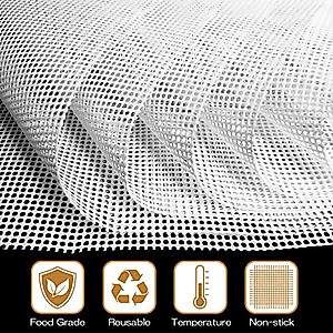 (12 Pack) Silicone Dehydrator Sheets, Dostk Premium Non Stick Silicone Mesh for Fruit Dehydrator , Dehydrator Tray Liner Reusable (14 x 14 inch)