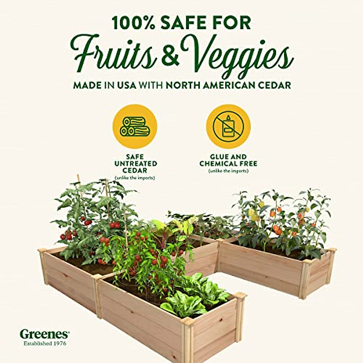 Greenes Fence Premium Cedar Raised Garden Bed, 8' x 8' x 16.5" U-Shaped Bed - Made in USA with North American Cedar