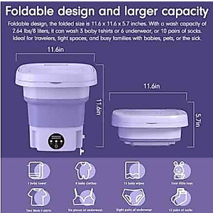 8L Portable Washing Machine For Small Loads, Foldable Mini Washing Machine For Underwear, Bra, Socks, Baby Clothes, towels, or Small Items, Camping, Travel and Home Use