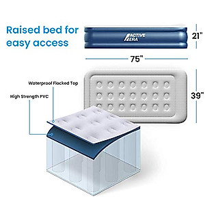 Active Era Tall Twin Air Mattress with Built in Pump & Raised Pillow, Elevated Inflatable Mattress, Heavy Duty Puncture Resistant Inflatable Bed, Blow Up Mattress Air Bed, Waterproof Airbed Mattress